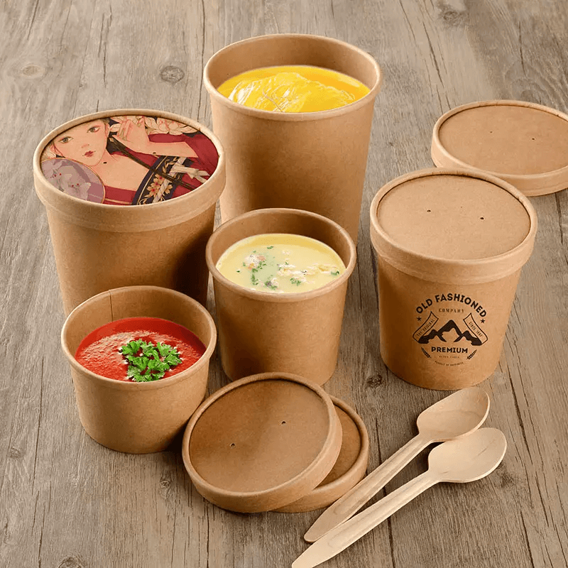 Wholesale Custom Printed Disposable Take Away Hot Soup Bowls Kraft Wholesale Custom Printed Disposable Take Away Hot Soup Bowls Kraft