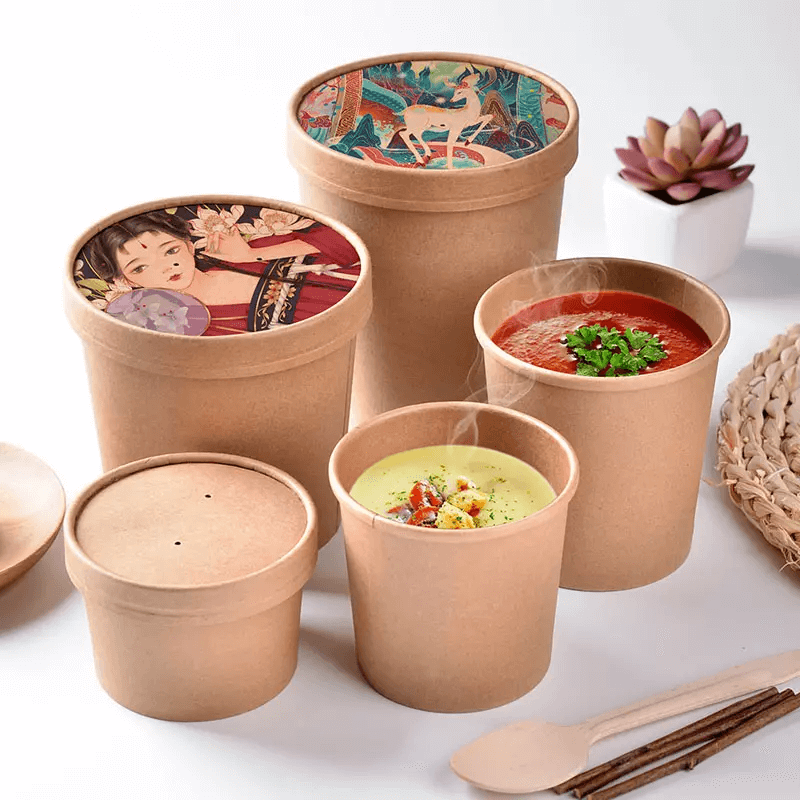 Wholesale Custom Printed Disposable Take Away Hot Soup Bowls Kraft Wholesale Custom Printed Disposable Take Away Hot Soup Bowls Kraft